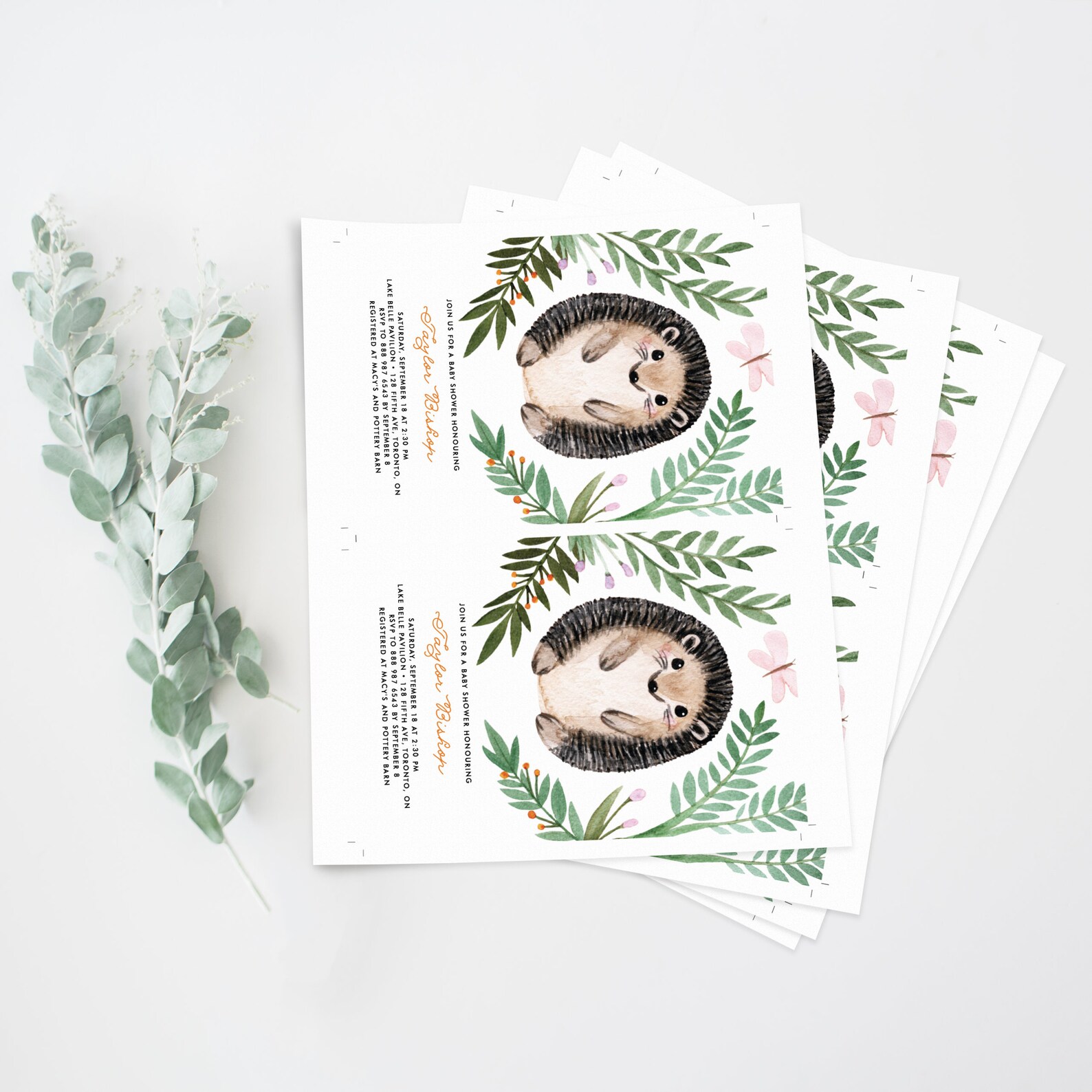 Printable Hedgehog Kids Birthday Party Invitation Template - Etsy