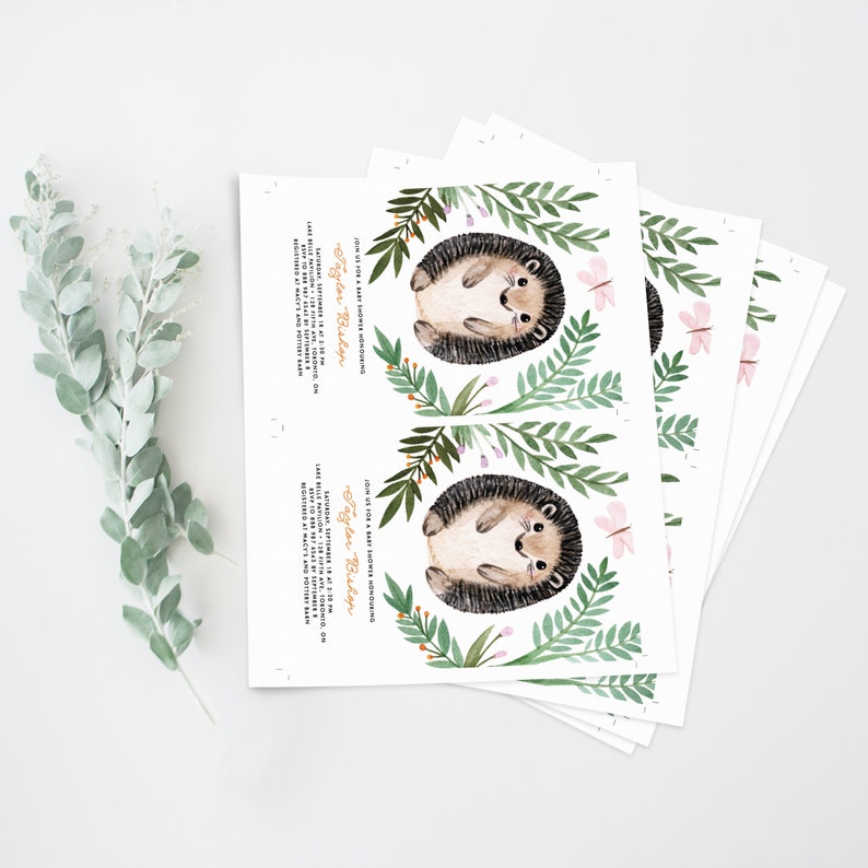 Printable Hedgehog Kids Birthday Party Invitation Template - Etsy