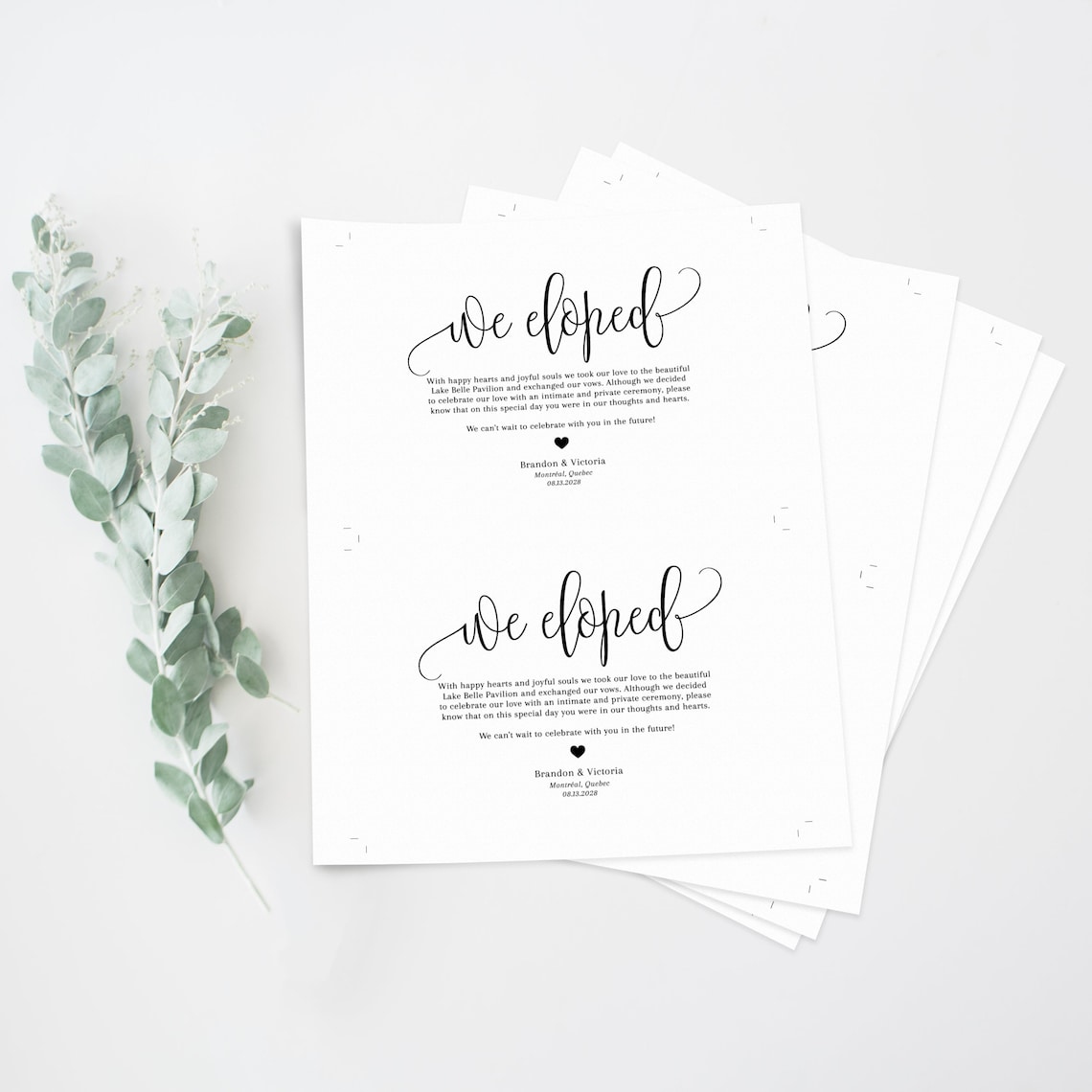 Script Just Married Announcement Postcard Template Printable | Etsy