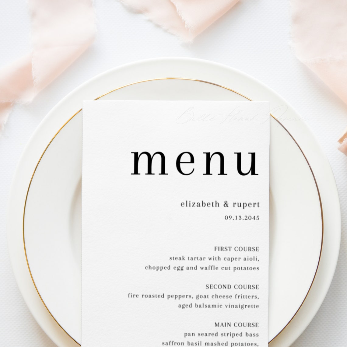 Printable Simple Serif Wedding Menu Card Template DIY - Etsy