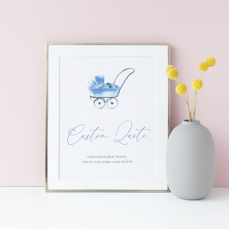 Blue Stoller Baby Shower Sign Template Printable Watercolor | Etsy