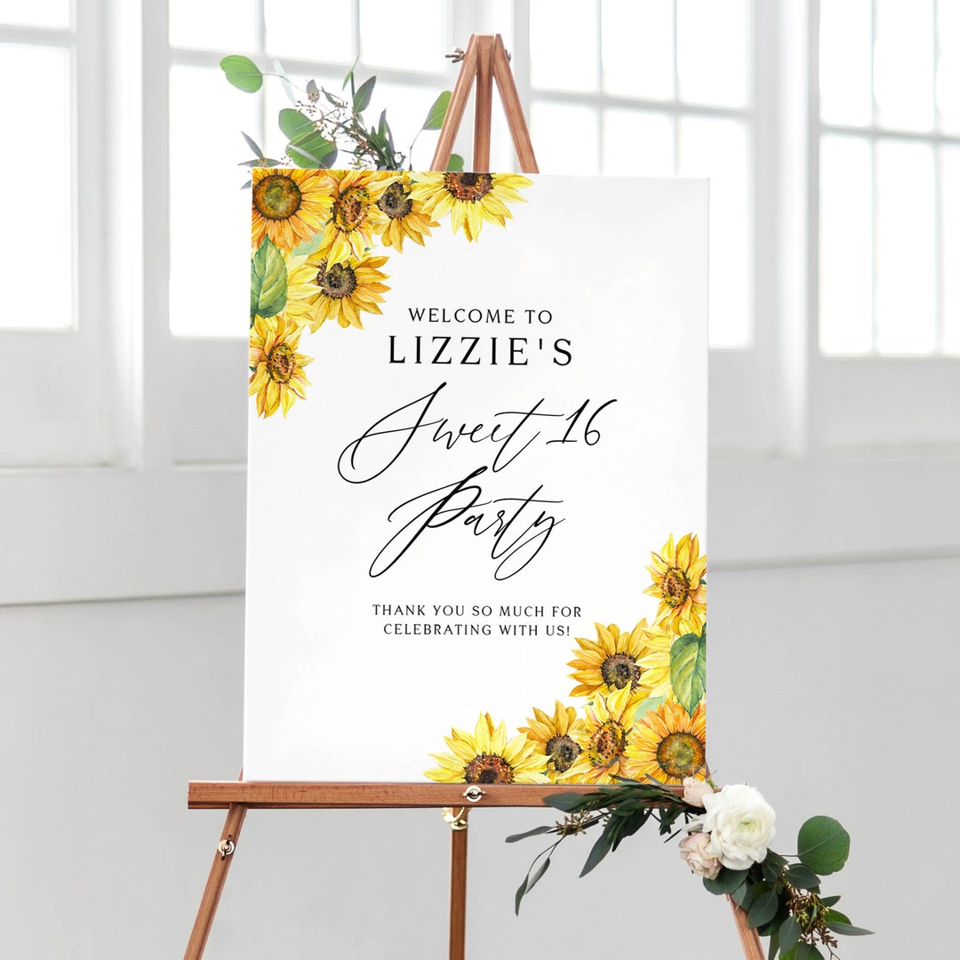 Printable Sunflowers Birthday Party Welcome Sign Template - Rustic ...