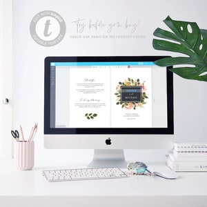 Vintage Peony Wedding Program Booklet Template Printable - Etsy