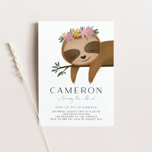 Printable Sloth Birthday Party Invitation Template - DIY Watercolor ...