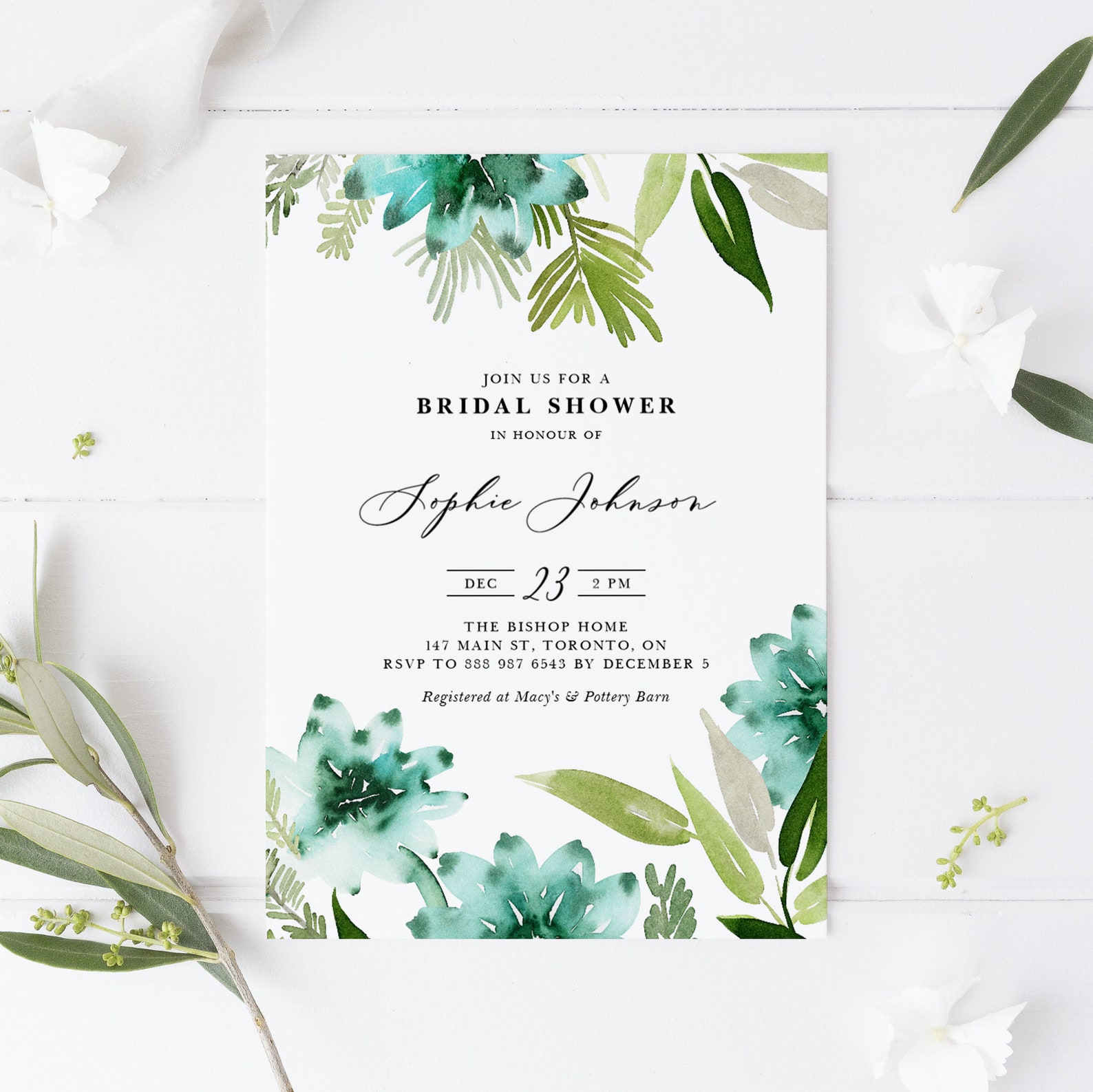 Printable Turquoise Flowers Baby Shower Invitation Template - Etsy