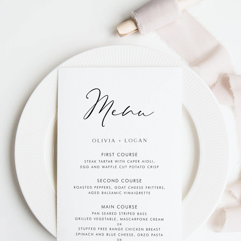 Printable Woodland Wedding Menu Card Template DIY - Etsy