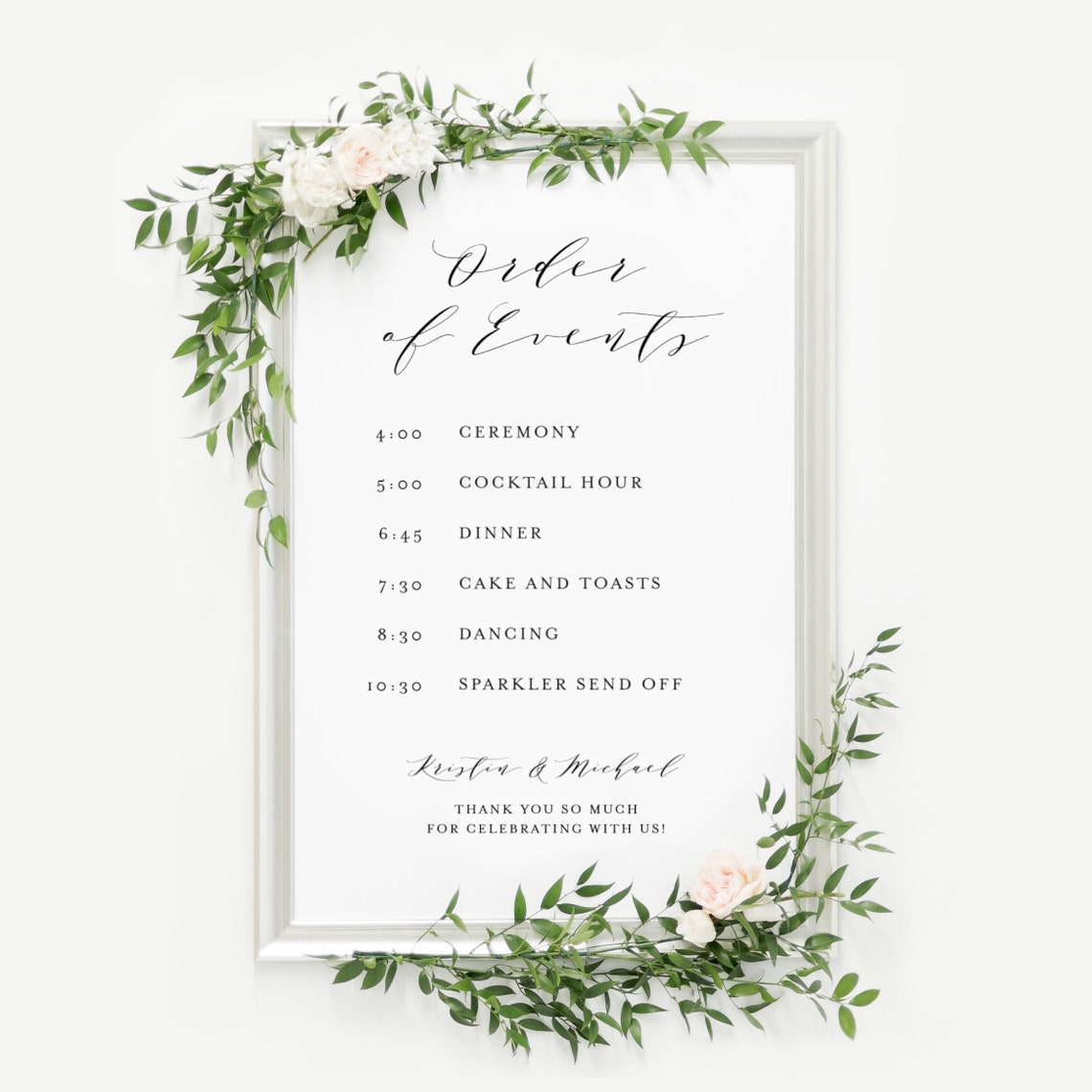 Printable Script Order of Events Wedding Sign Template | Etsy