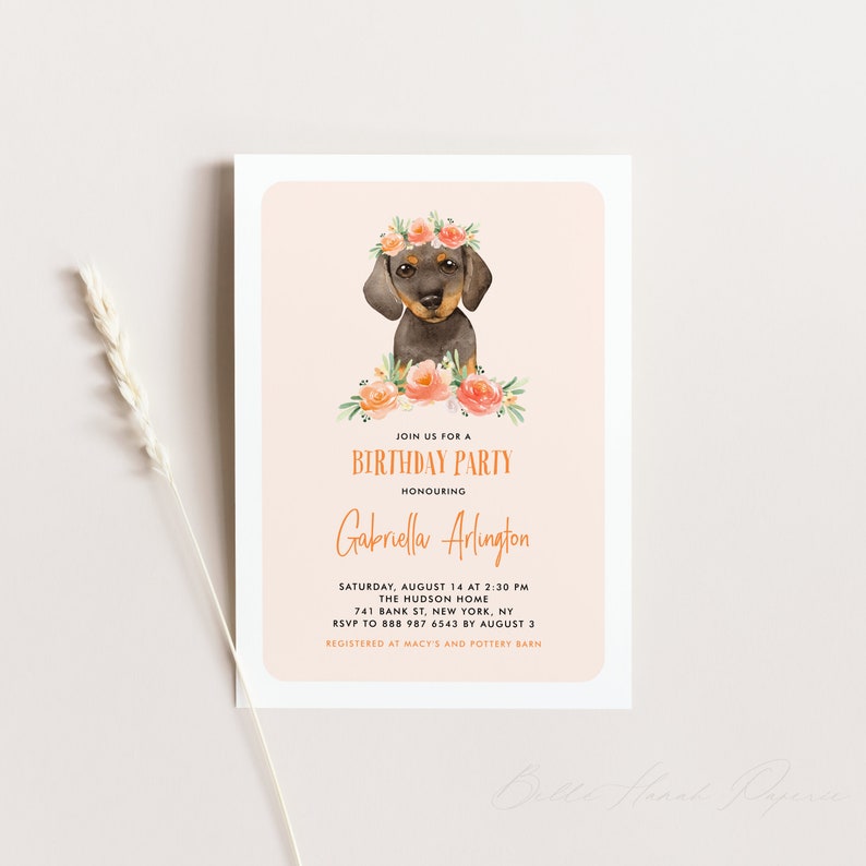 Printable Dachshund Birthday Invitation Template DIY - Etsy