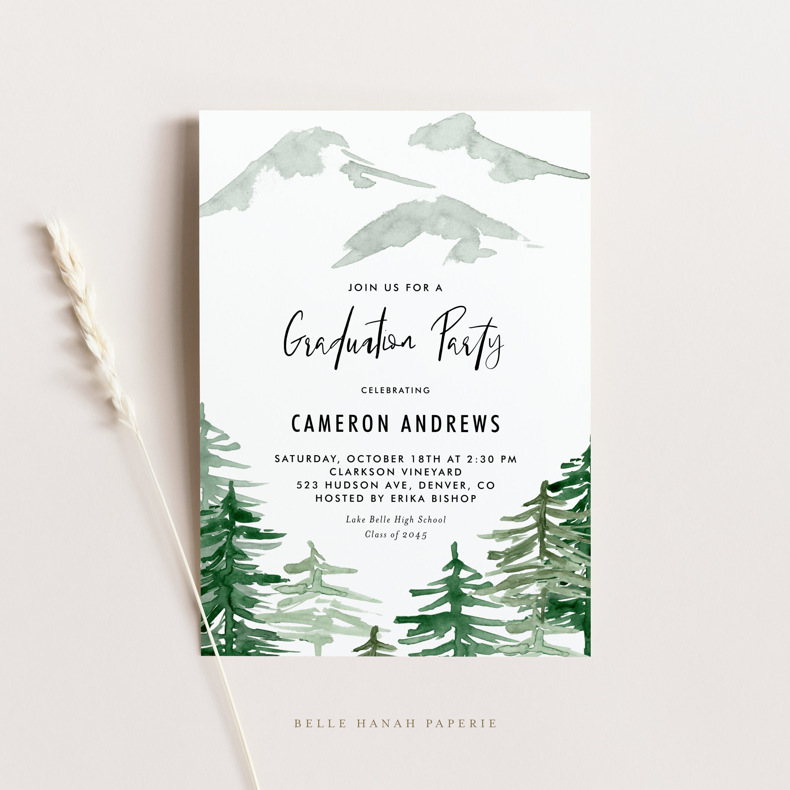 Printable Woodland Graduation Party Invitation Template | Etsy