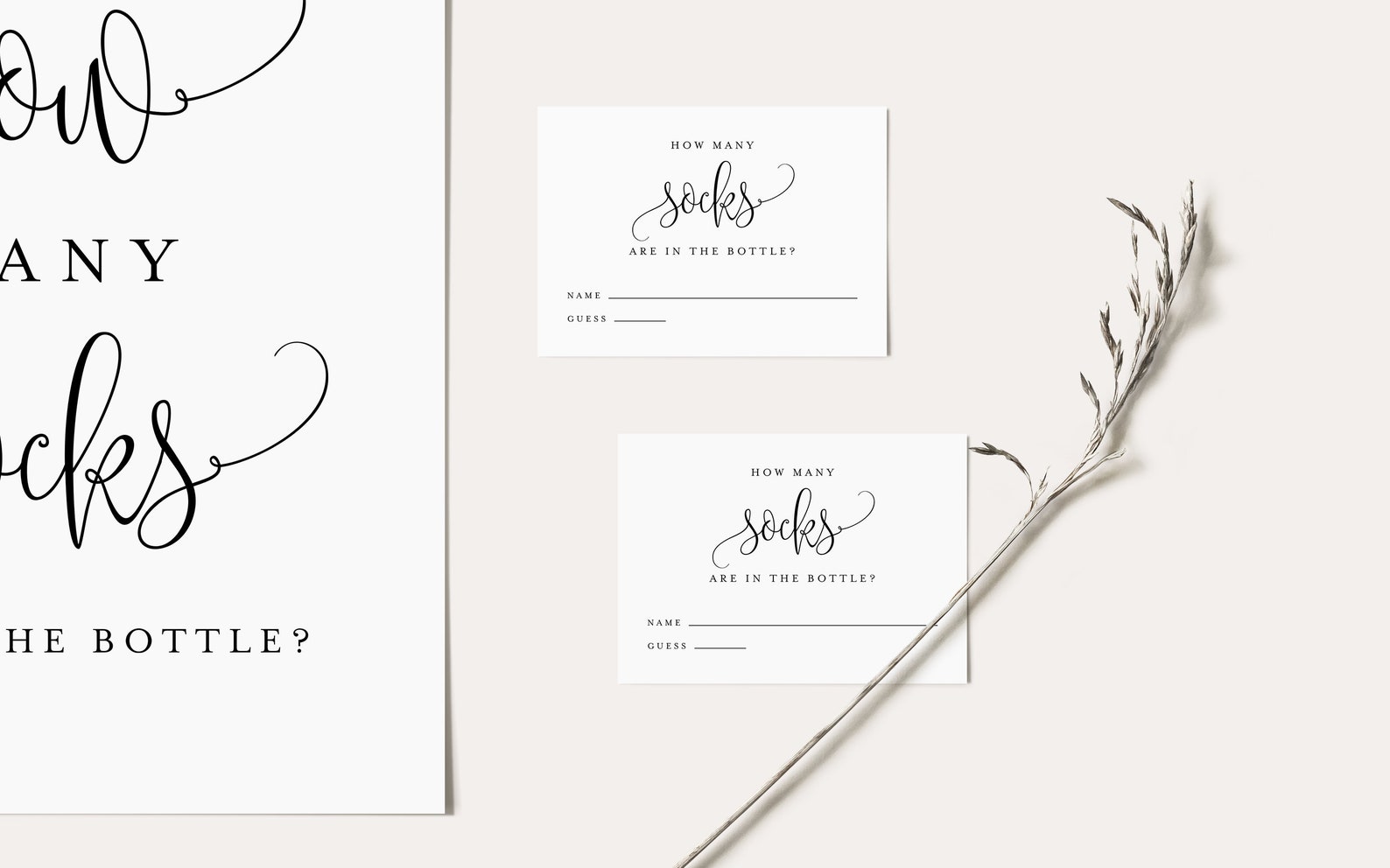 Printable How Many Socks Are in the Bottle Card and Sign Bundle - Guess ...