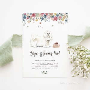 Printable Maltese Birthday Invitation Template - DIY Watercolor Maltese ...
