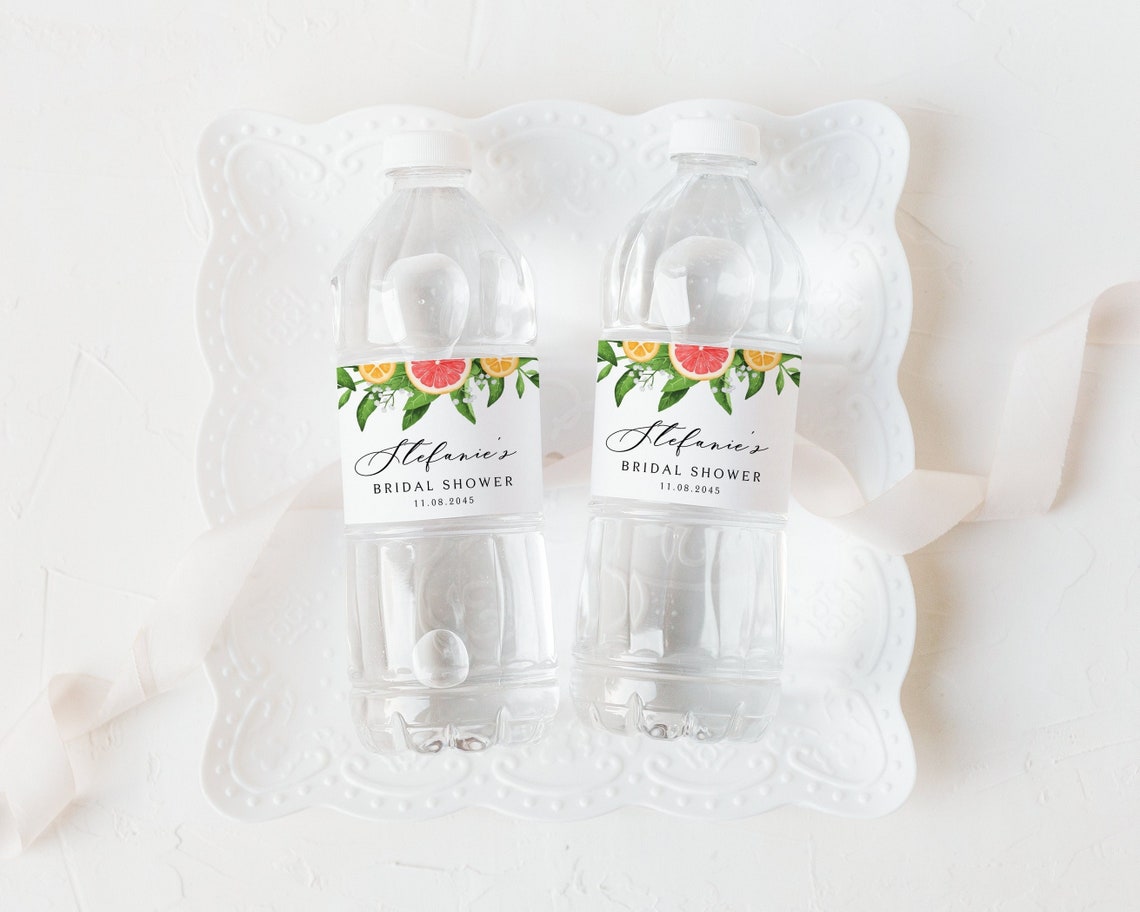 Printable Citrus Water Bottle Label Template DIY Grapefruits - Etsy