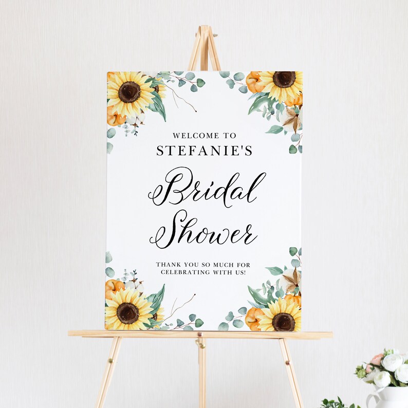 Printable Boho Sunflowers Baby Shower Welcome Sign Template - Etsy