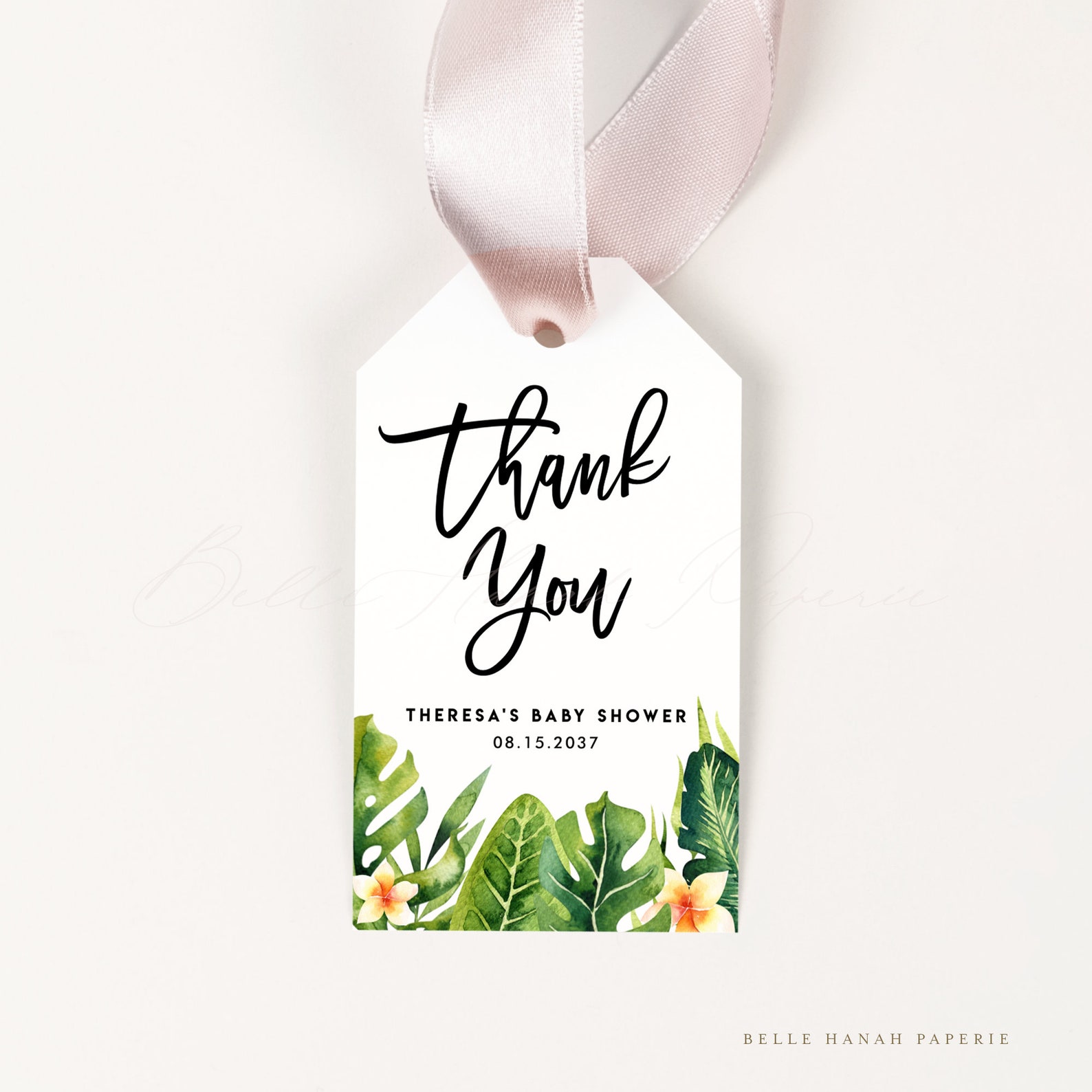 Printable Tropical Greenery Thank You Gift Tags Template DIY - Etsy