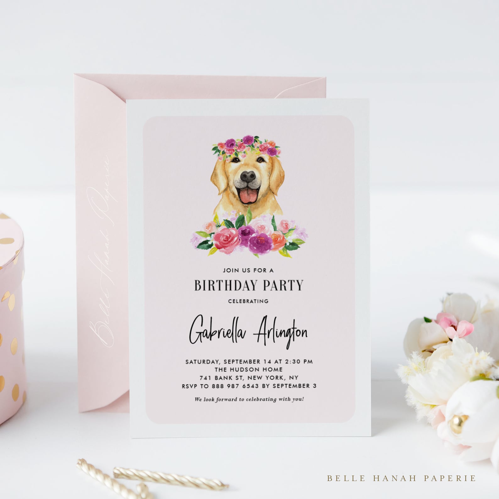 Printable Dog Birthday Party Invitation Template Watercolor - Etsy