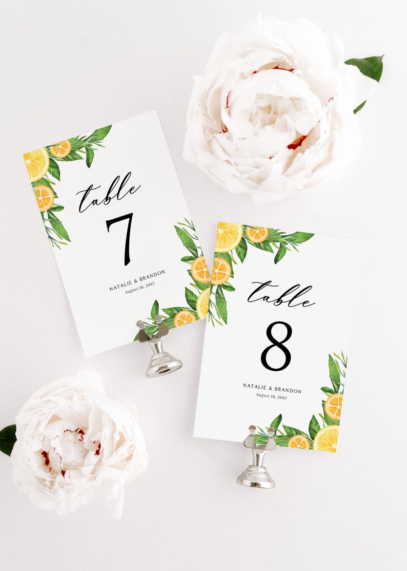 Printable Lemons and Oranges Wedding Tables Numbers Template - Etsy