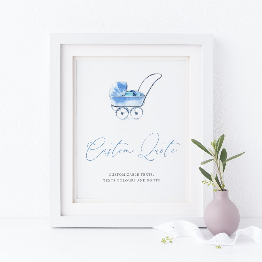 Blue Stoller Baby Shower Sign Template - Printable Watercolor Blue ...