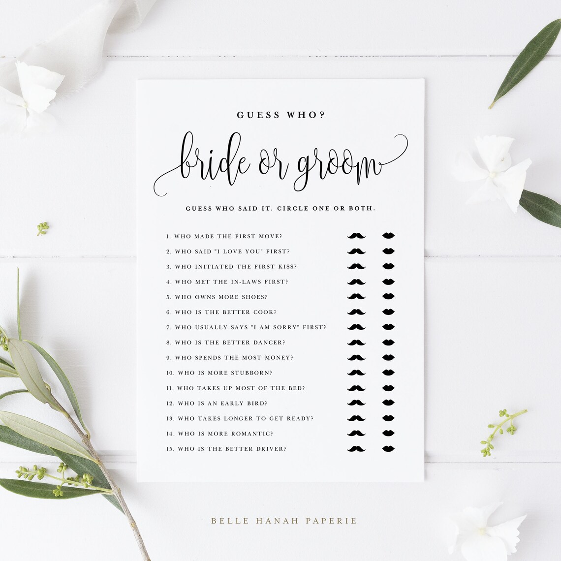 Printable He Said She Said Game Card Guess Who Said It Bride - Etsy