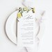 Printable Lemon Menu Card Template DIY 4x9 Boho Watercolor Lemon and ...