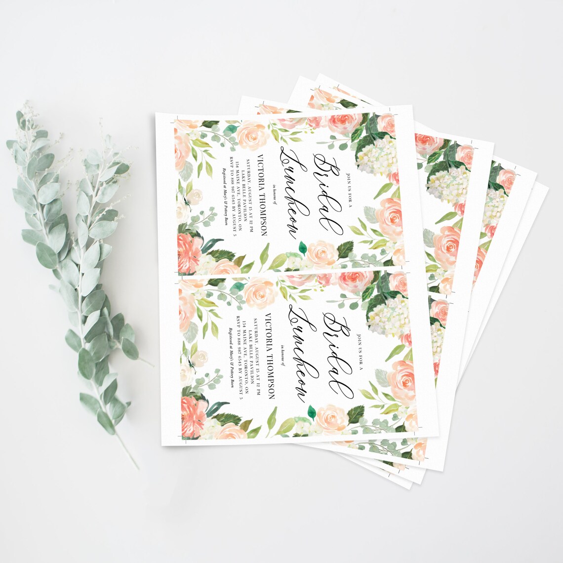 Printable Orange Floral Birthday Party Invitation Template - Etsy