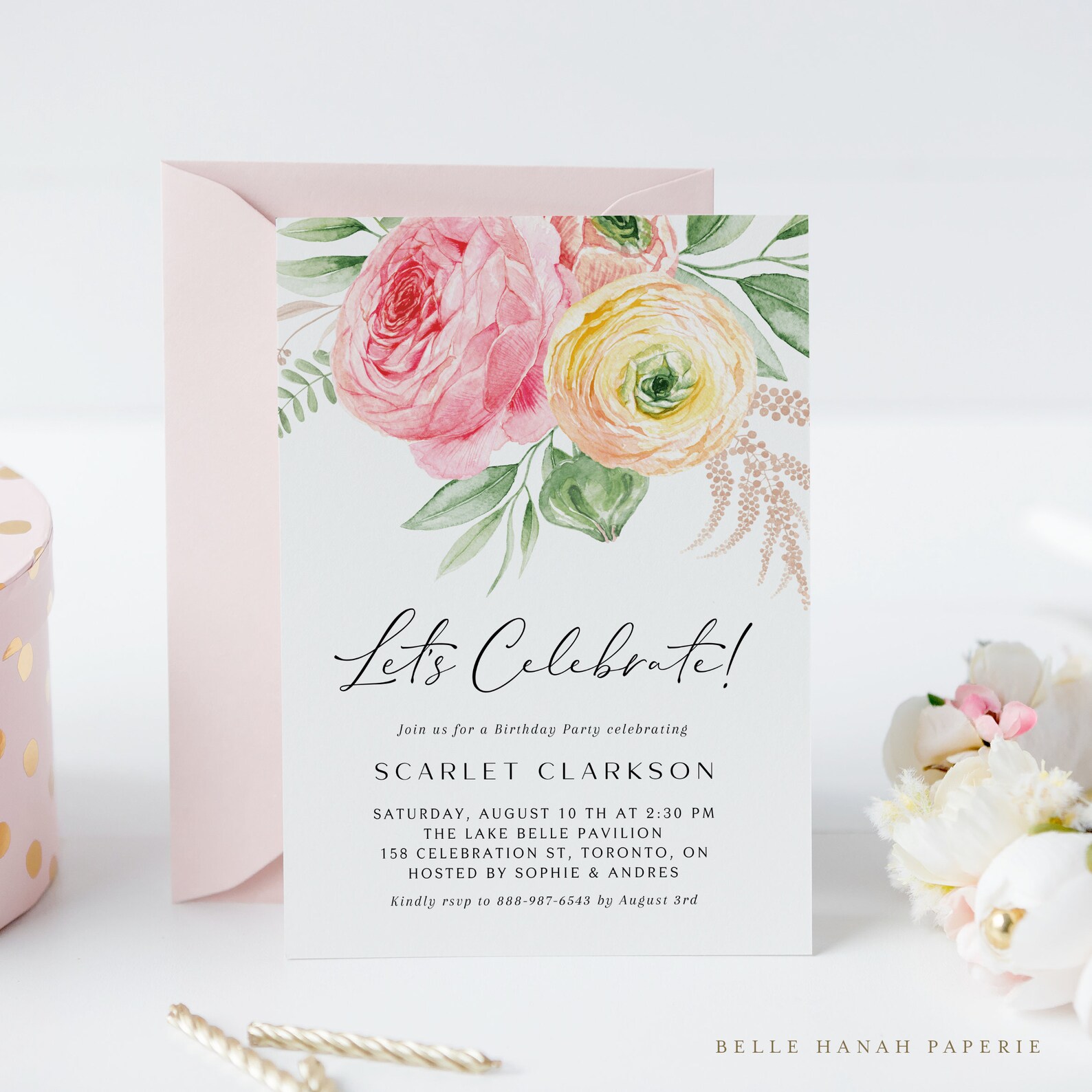 Printable Ranunculus Baby Shower Invitation Template - Etsy