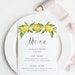 Printable Lemon Wedding Menu Card Template - DIY 4x9 Watercolor Lemon ...