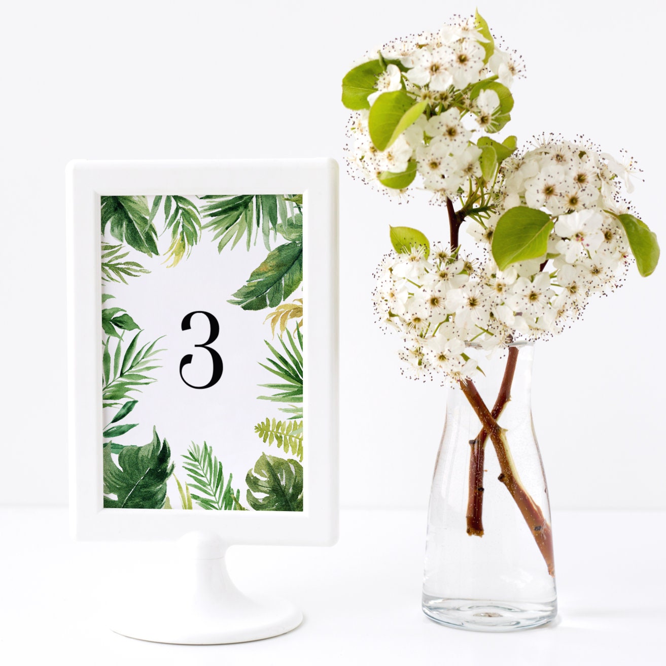 INSTANT DOWNLOAD - Table Numbers 1 to 20 - Watercolor Tropical Leaves ...