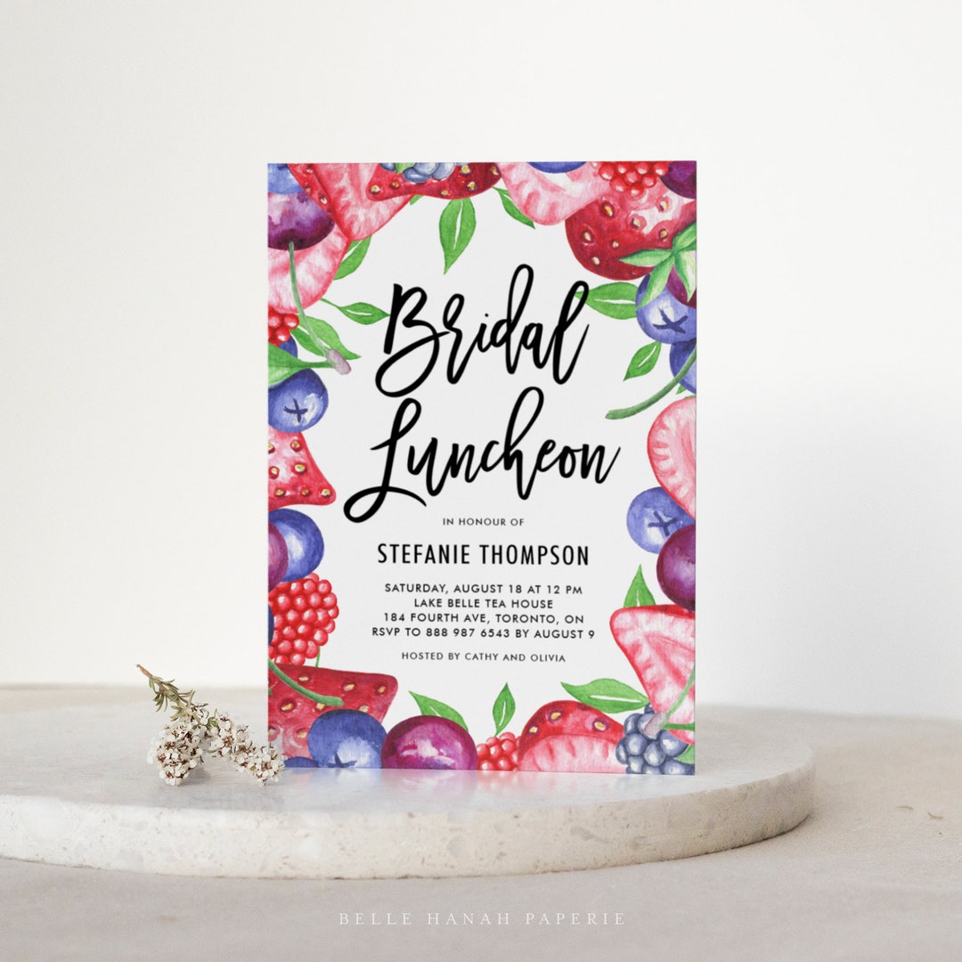 Printable Berries Bridal Shower Invitation Template - Botanical ...