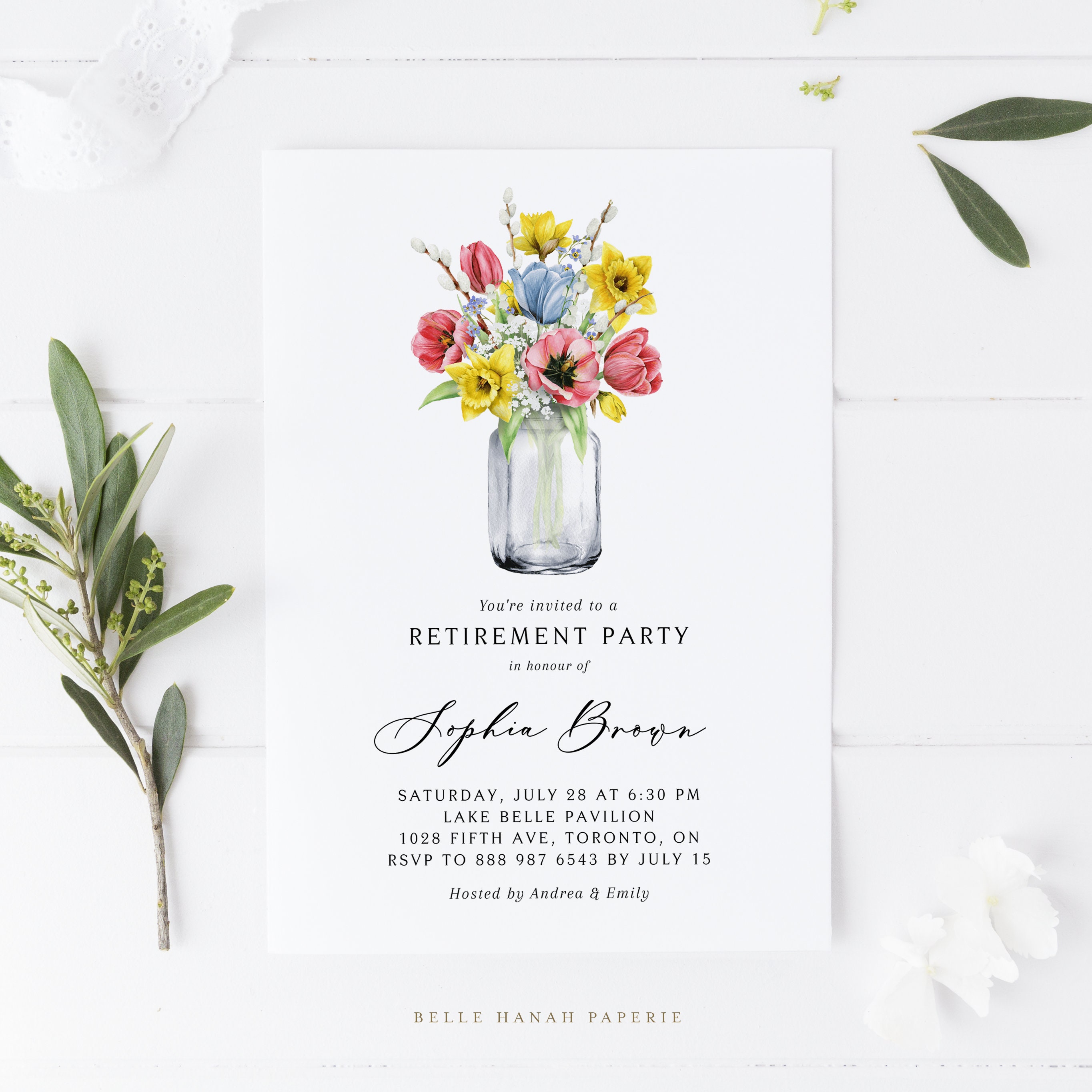 Printable Floral Retirement Party Invitation Template Rustic | Etsy