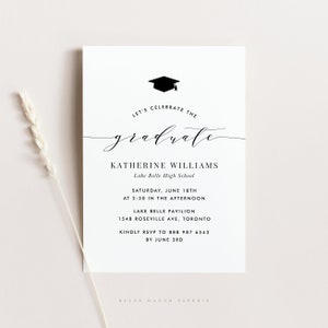 Printable Minimalist Graduation Party Invitation Template - DIY ...