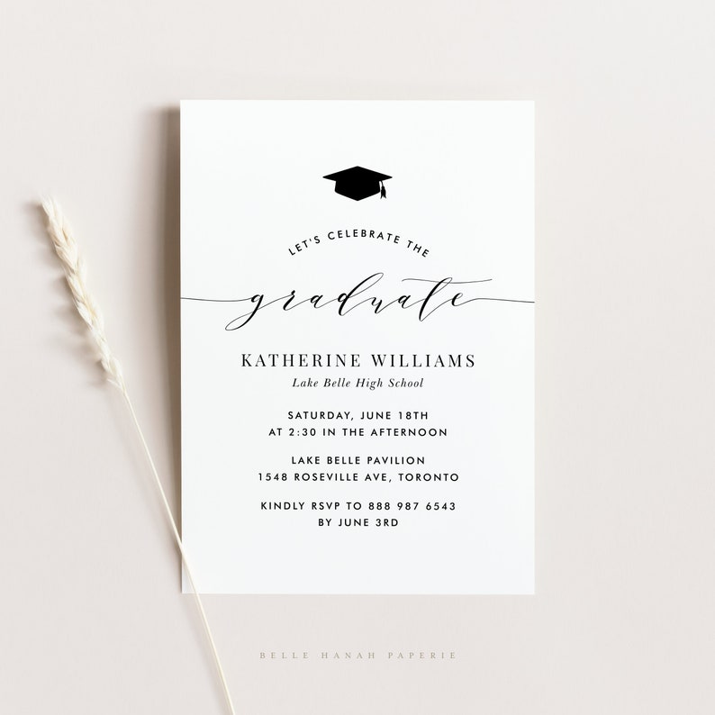 Printable Minimalist Graduation Party Invitation Template - DIY ...