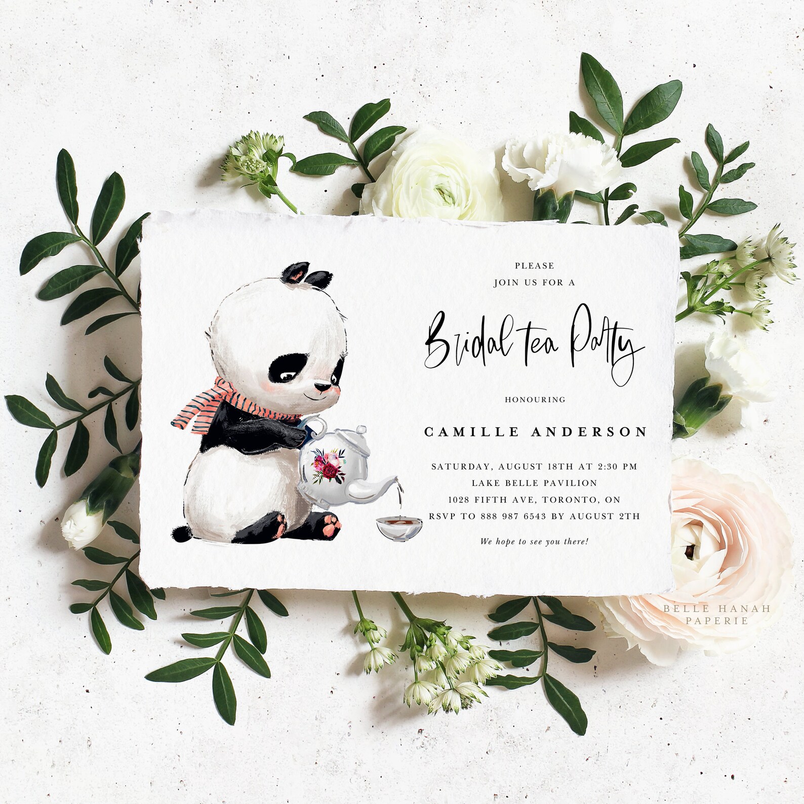 Printable Cute Panda Bridal Shower Invitation Template DIY - Etsy