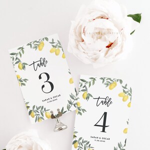 Printable Boho Lemon Wreath Table Number Cards Template - 4x6 DIY ...