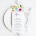 Printable Spring Flowers Menu Card Template - DIY Pastel Watercolor ...