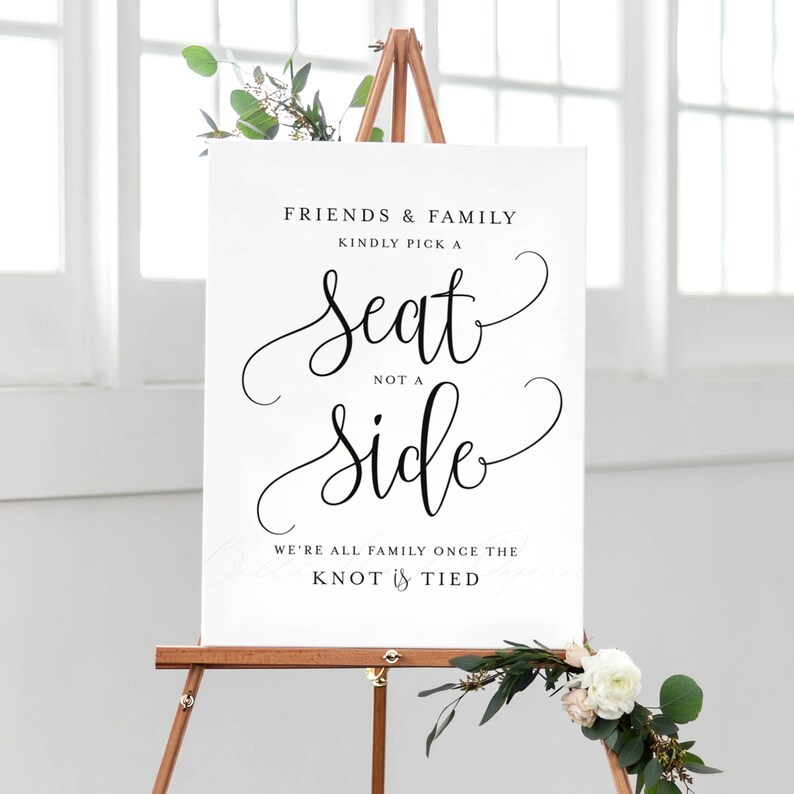 Printable Pick a Seat Not a Side Wedding Sign Matilda Script - Etsy