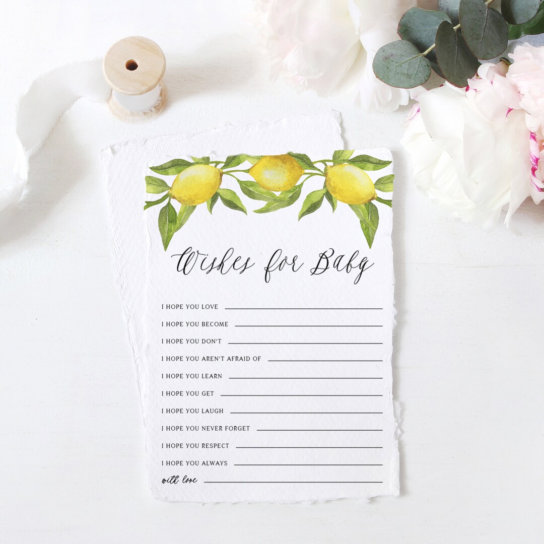 Lemon Wishes for Baby Card Printable Watercolor Lemon - Etsy