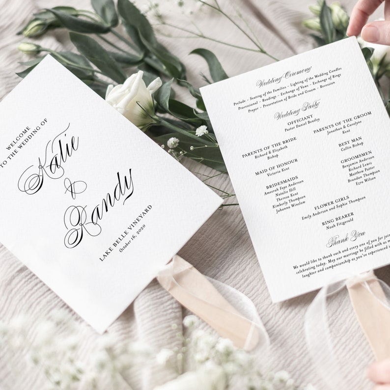 Printable Wedding Program Fans Template 5x7 Editable Wedding | Etsy