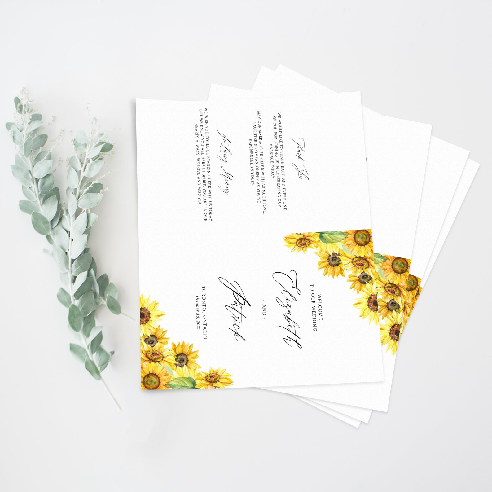 Printable Sunflowers Wedding Program Booklet Template Rustic - Etsy