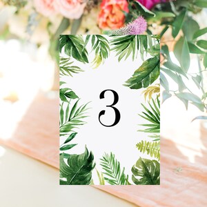 INSTANT DOWNLOAD - Table Numbers 1 to 20 - Watercolor Tropical Leaves ...
