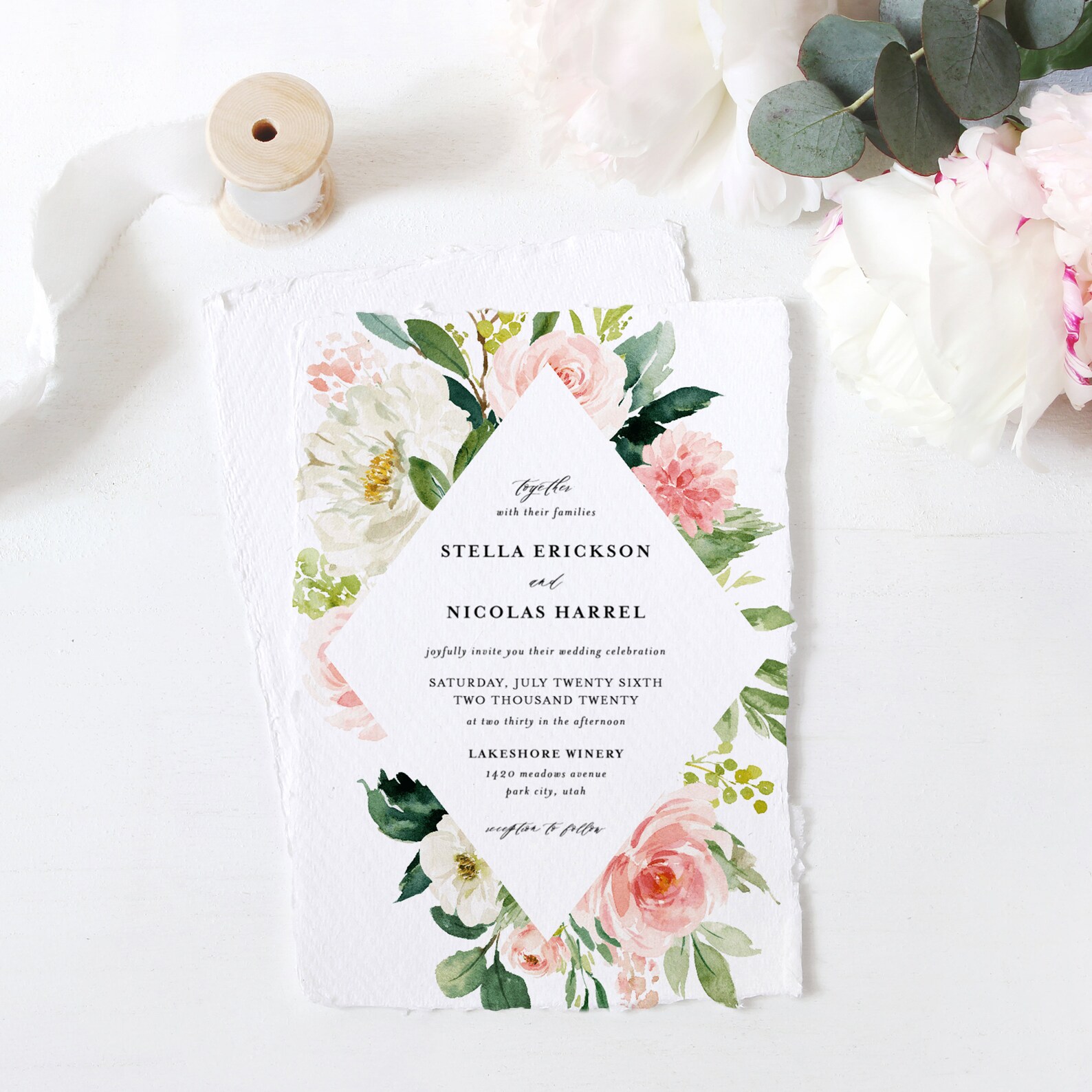 Printable Floral Wedding Invitation Set Template DIY - Etsy