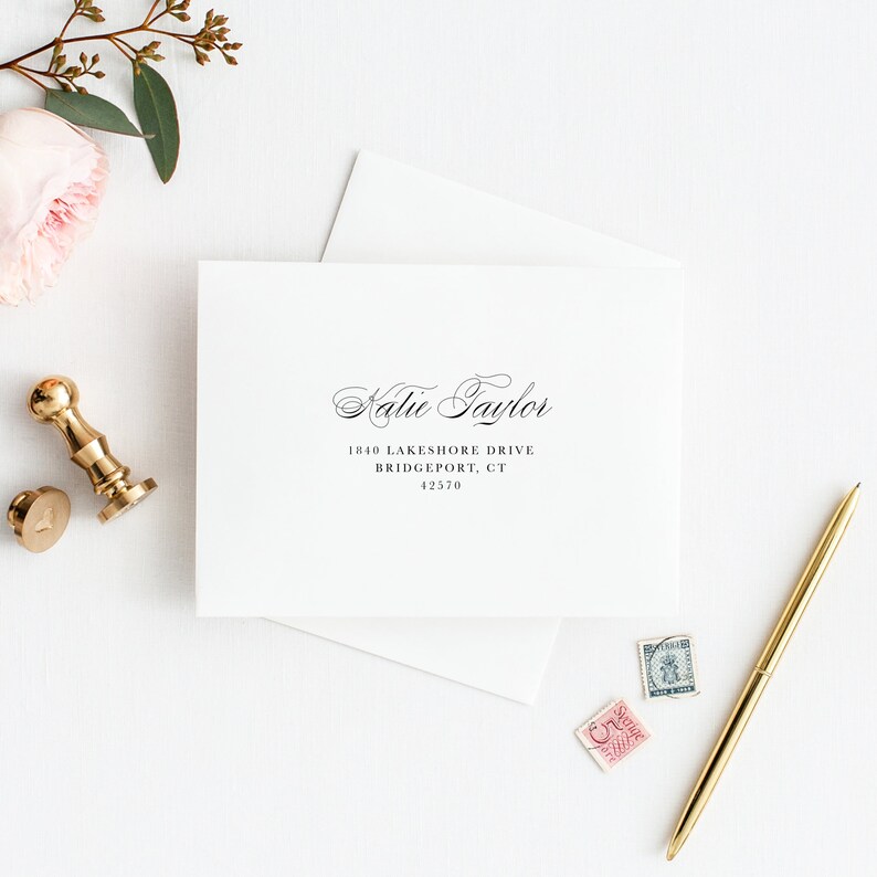 Elegant Script Wedding Envelope Template A7 Katie Script | Etsy