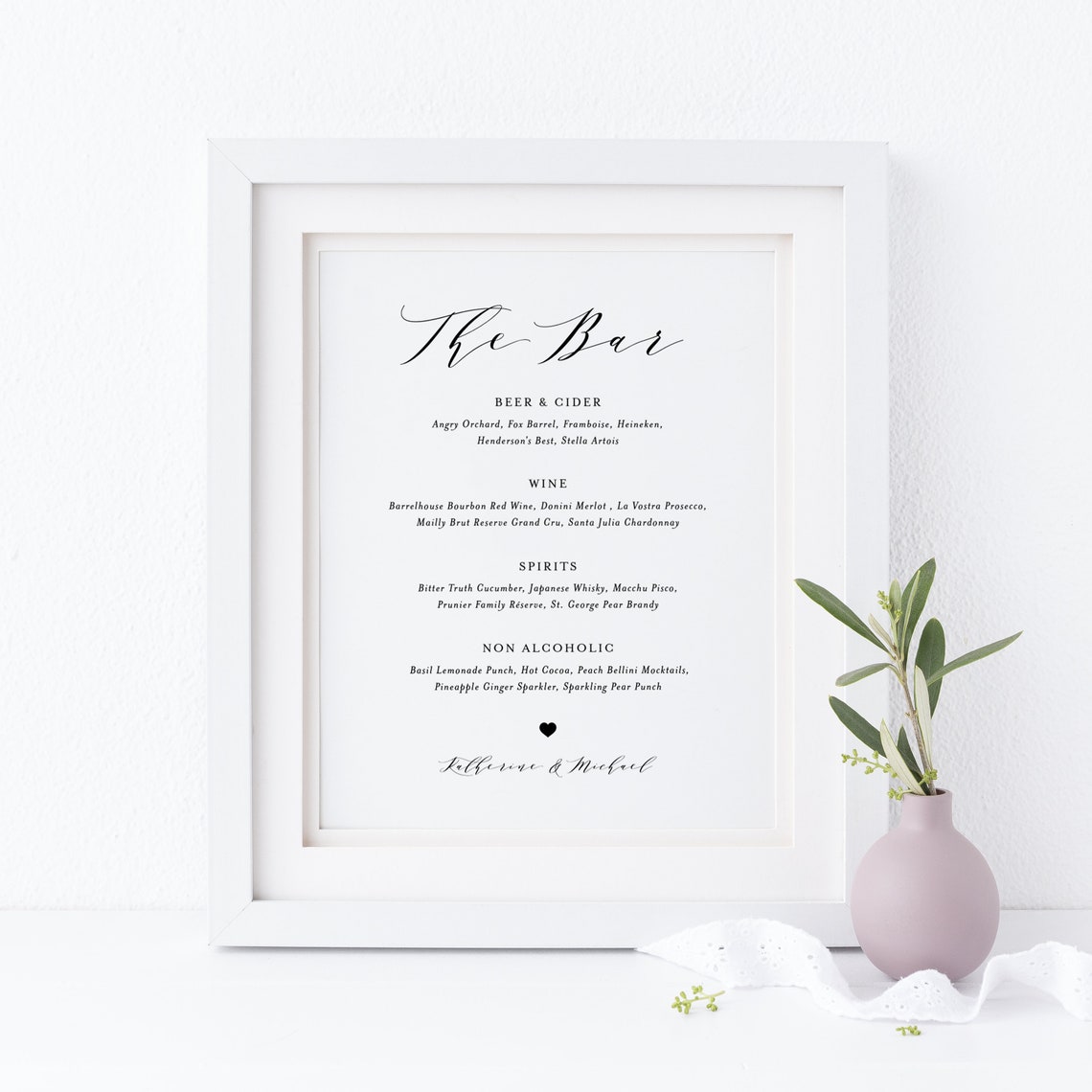 Printable Wedding Bar Menu Template Editable Katherine | Etsy