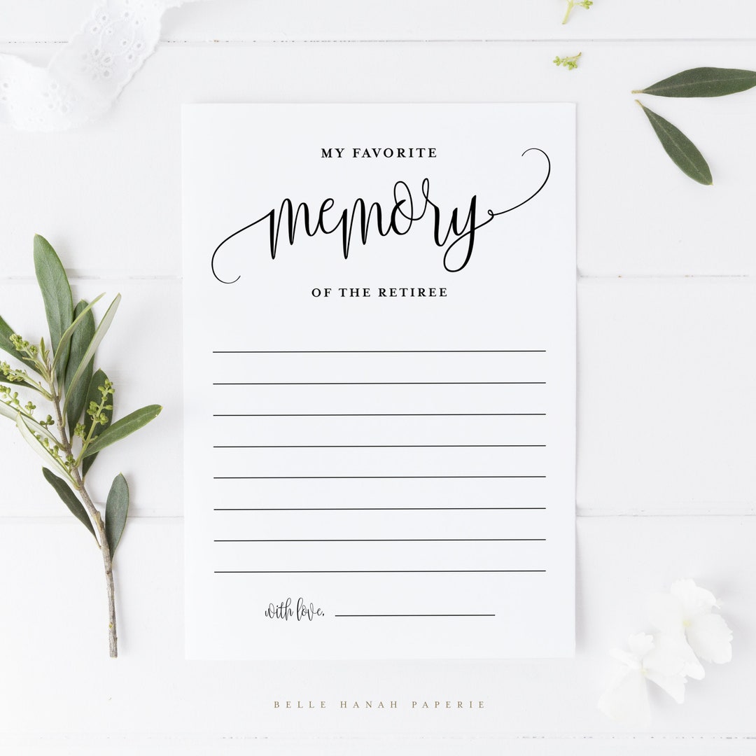 Printable My Favorite Memory of the Retiree Card - My Favorite Memory ...