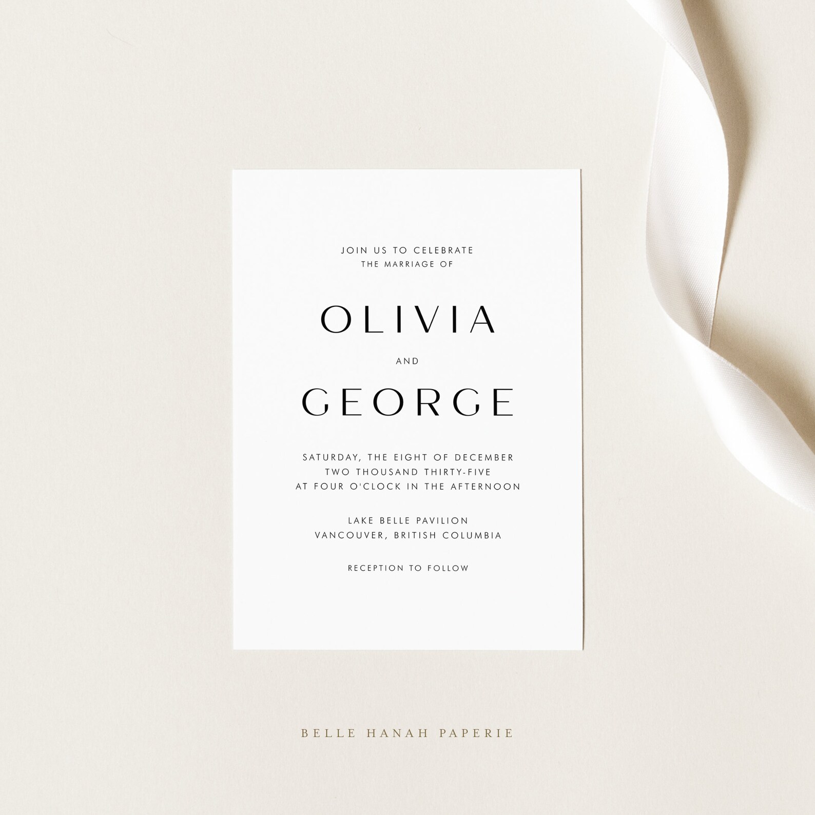 Printable Minimalist Wedding Invitation Set Template - DIY Simple ...