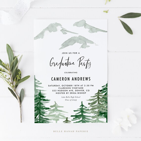 Printable Woodland Graduation Party Invitation Template | Etsy