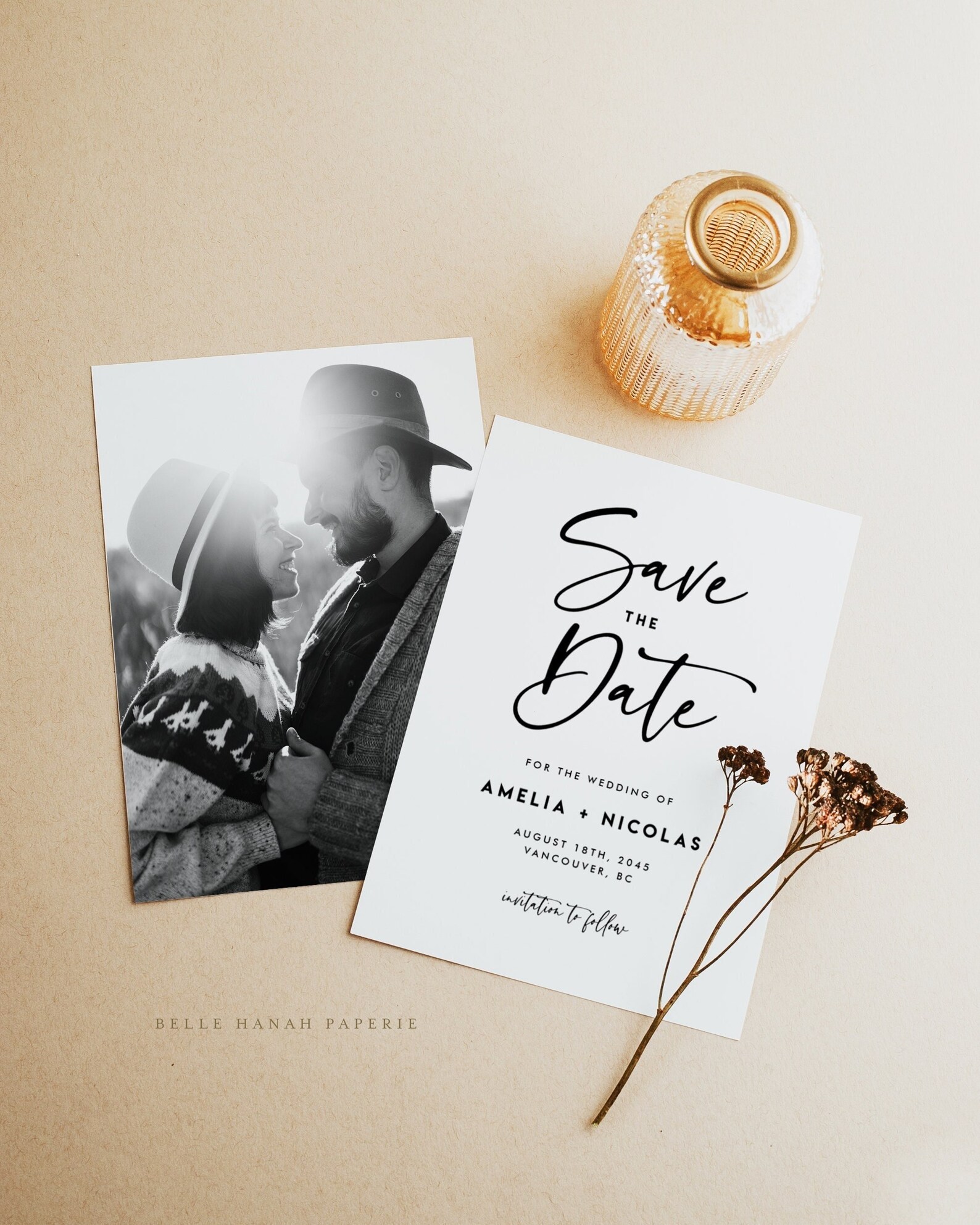 Printable Handwritten Save the Date Template DIY Cursive - Etsy