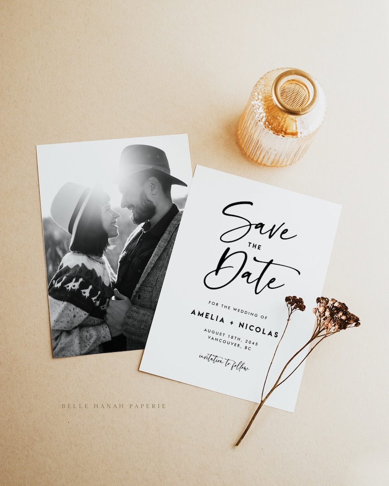Printable Handwritten Save the Date Template DIY Cursive - Etsy
