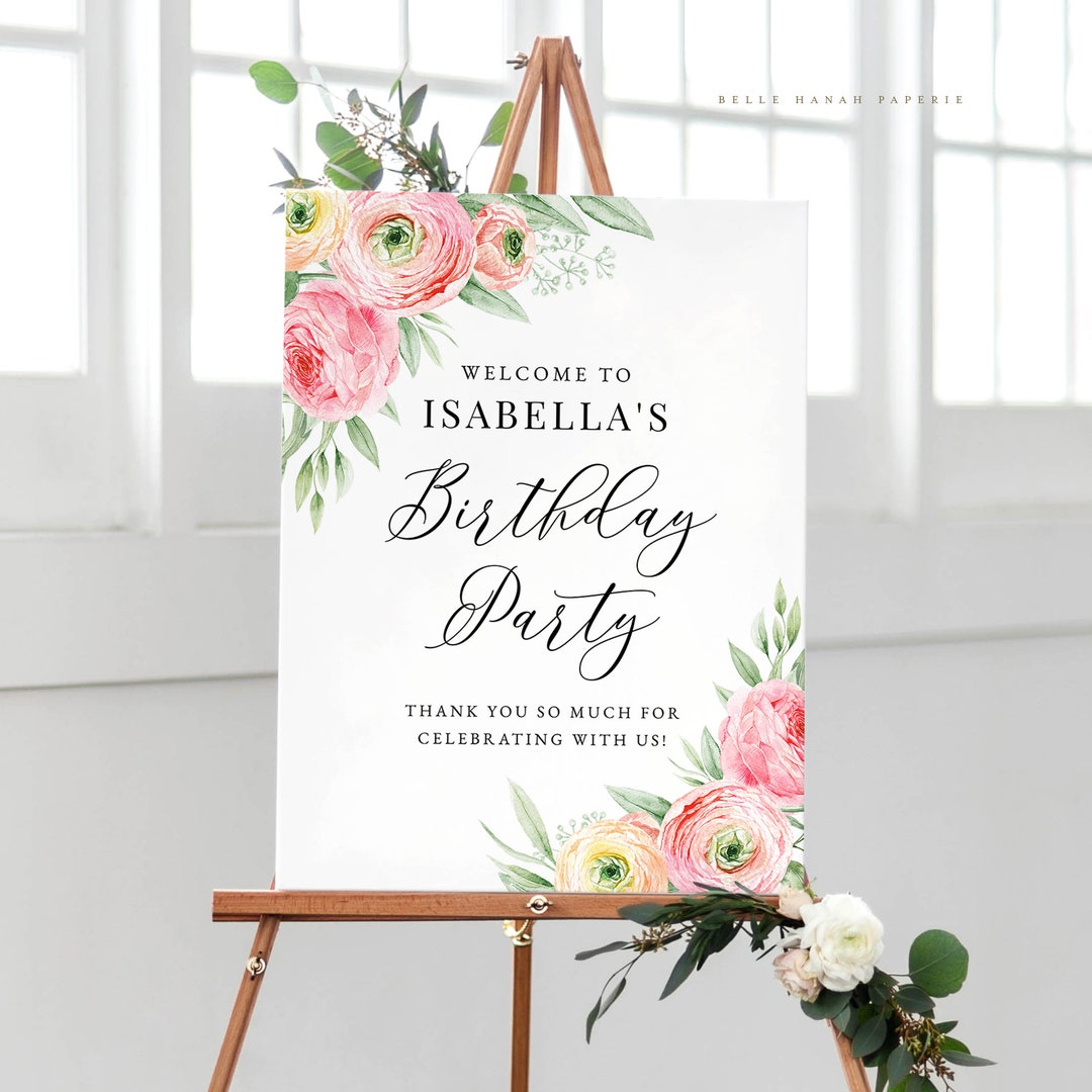 Printable Spring Birthday Party Welcome Sign Template - 18x24 ...