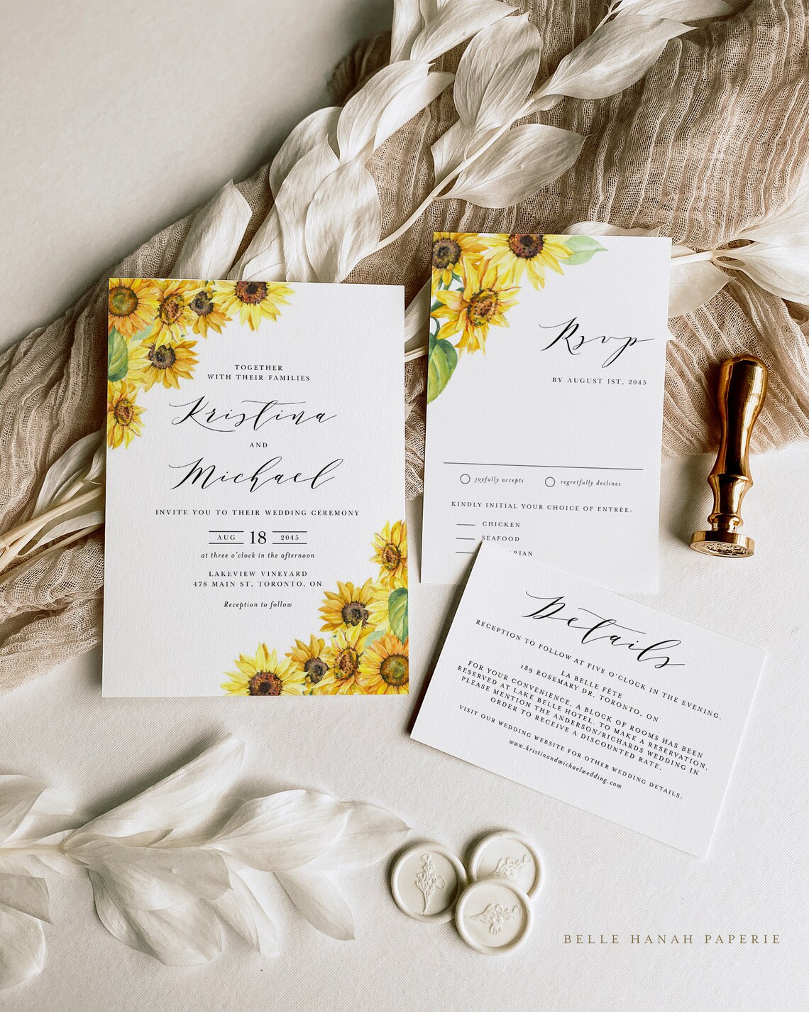 Printable Sunflower Wedding Invitation Set Template DIY | Etsy