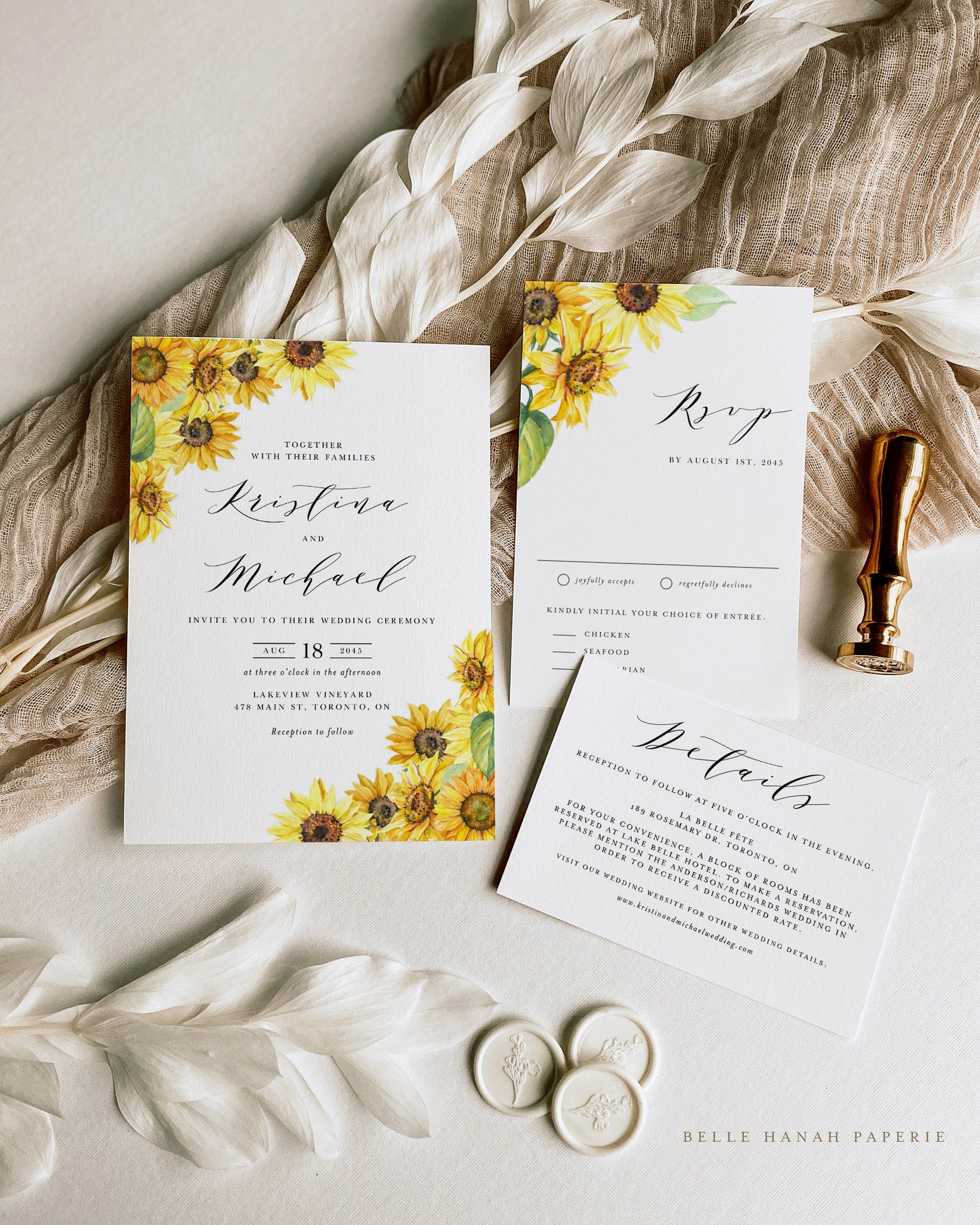 Printable Sunflower Wedding Invitation Set Template DIY - Etsy